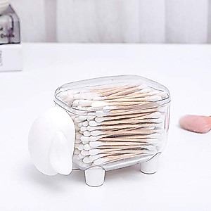 Q-tip Holder Q-tip Dispenser, Cotton Ball Organizer, Cotton Swab Holder Apothecary Jars Bathroom Organizer Canister Jar Acrylic Cute Sheep Cotton Swab Ball Qtip Holder(White)