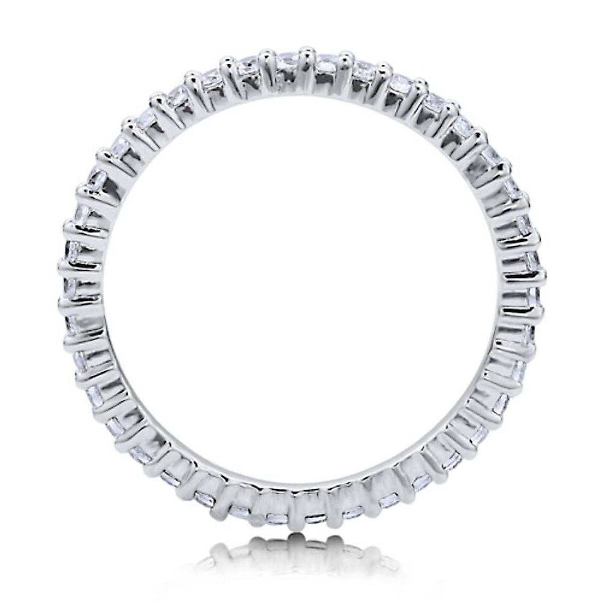 BERRICLE Sterling Silver Wedding Rings Pave Set Cubic Zirconia CZ Eternity Ring for Women, Rhodium Plated Size 7