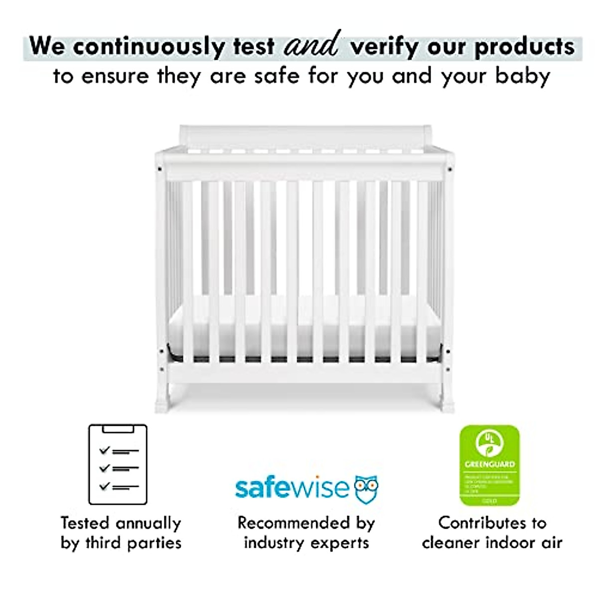 DaVinci Kalani 4-in-1 Convertible Mini Crib in White | Greenguard Gold Certified