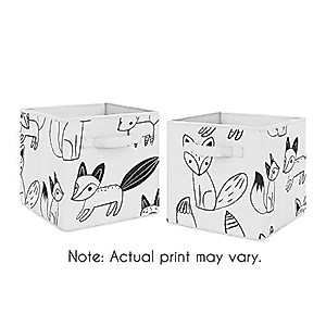 Sweet Jojo Designs Organizer Storage Bins for Black and White Fox Collection - Set of 2