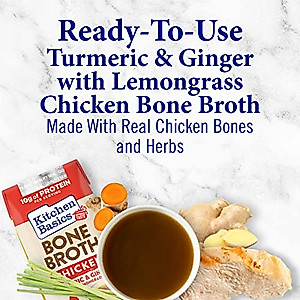 Kitchen Basics Turmeric & Ginger With Lemongrass Chicken Bone Broth, 8.25 oz Carton, (Pack of 12)