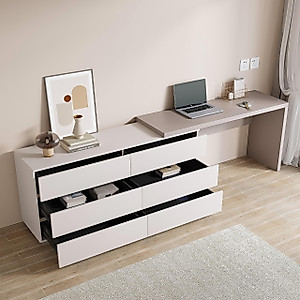 Trroec 97.63" L Shape Desk with 51" File Cabinet, Corner Dresser, Desk with Dresser, Desk with Dresser Combo; Executive Desk with Storage