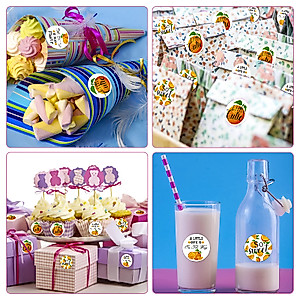 XJF Little Cutie Baby Shower Label Stickers,36pcs Baby Shower Stickers,1.5In Orange Baby Shower Stickers,Little Cutie Gift Wrap for Envelope Seals Boxes Baby Shower Party Favor, TZ LP CZ 1