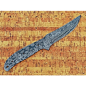 9 inches long Rain drop pattern Damascus steel Trailing point blank blade, knife making supplies, 4.5 inches long straight back scale with 3 pin and a lace holes, 4 inches cutting edge