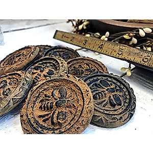 Blackened Beeswax Honey Bee Rounds Cinnamon Scented with Cinnamon Powder Rub - American Folk Art Primitive Melts Tarts Bowl Fillers