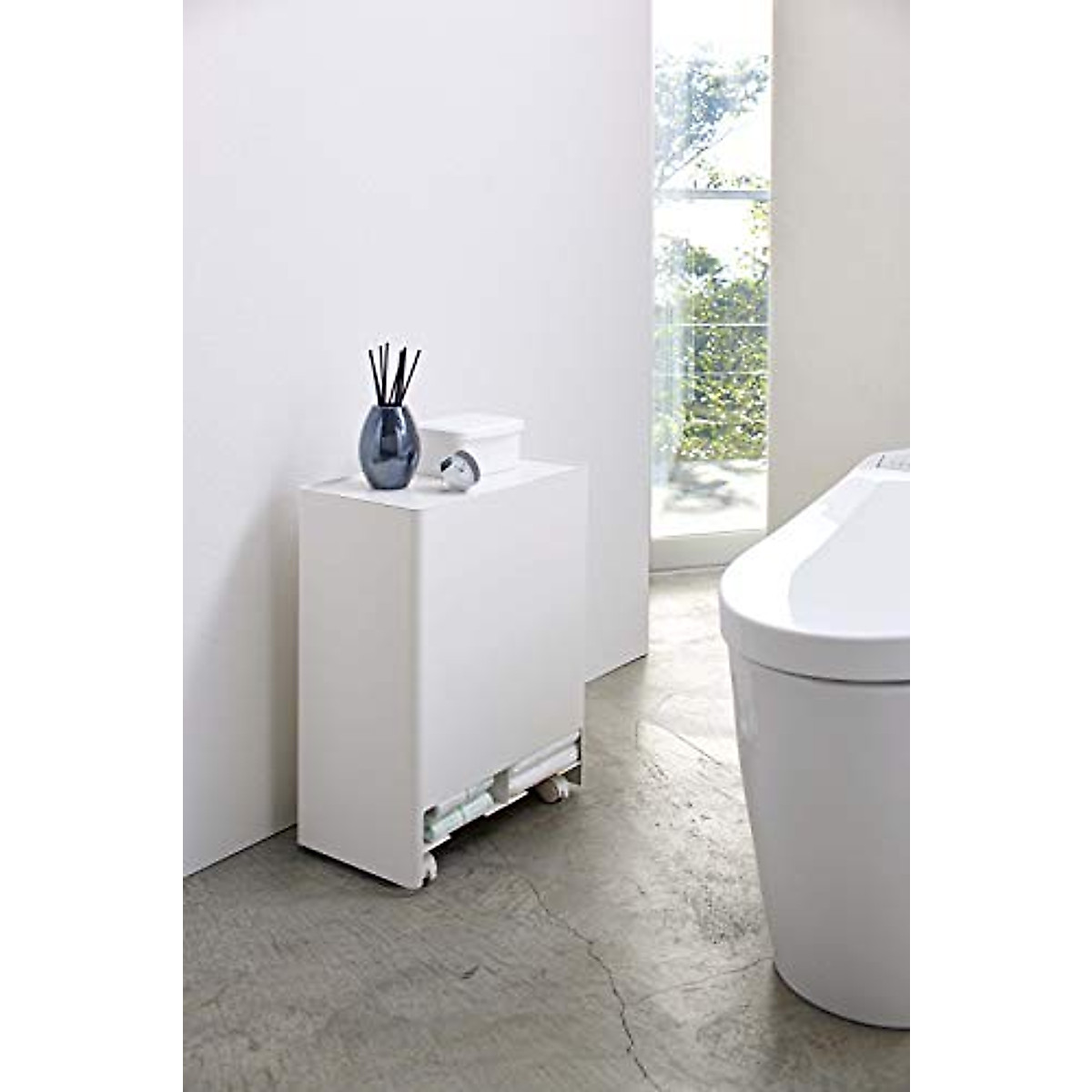 Yamazaki Home Organizer Stacker/Nursery Diaper Dispenser | Steel | Rolling Carts, One Size, White