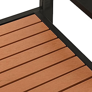 Tidyard Patio Bench, WPC Seat Park Bench, Wooden Outdoor Bench Chair Steel Legs Brown and Black for Garden Entryway Yard Porch Backyard 49 x 15.9 x 22.2 Inches (W x D x H)