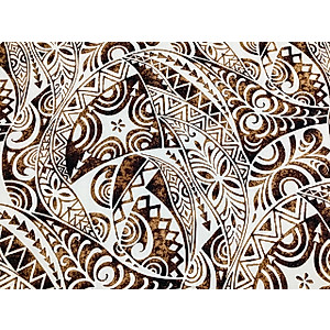 Originals by HITOMI Brown Swirly Tribal 100% Cotton Hawaiian Print Fabric Sold by The Yard, Red
