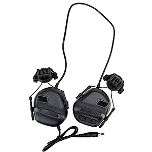 DETECH Tactical Helmet Headset Headphone Electronic Shooting Ear Protection Sound Amplification Noise Reduction Ear Muffs Hunting Shooting Ear Defender with Detachable Microphone