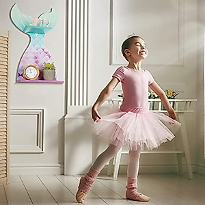 Wall Decor Shelf Bedroom Hanging Shelf Wall Mounted Shelf Wooden Floating Shelves Bathroom Decor for Girls Bedroom Nursery Gift (Mermaid)