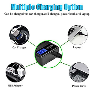 NP-BX1 NP BX1 Battery and Charger with LCD Display Replacement for Sony Cyber-Shot M8 DSC-HX80 HX90V HX95 HX99 HX350 RX1 RX1R II RX100 FDR-X3000 HDR-AS50 AS300 Camera