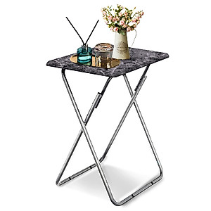 Garden 4 you Portable Folding TV Tray/TV Trays Foldable Dinner Snack Trays Table, Portable Foldable Table Small Sofa Bedside Tables with Light Weight, 15 x 18.9 x 26 in(Black Marble,1PC)