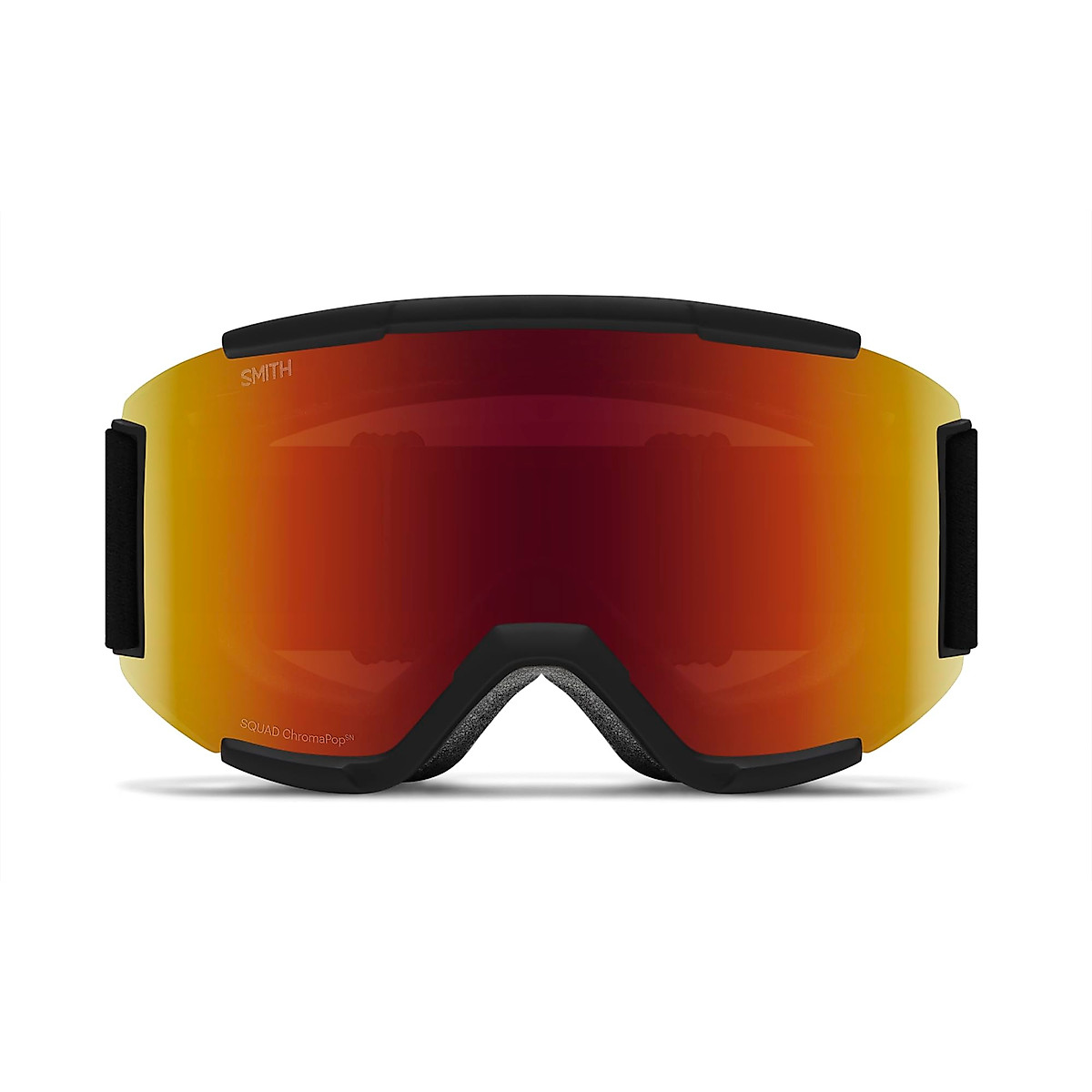 SMITH Squad Goggles with ChromaPop Lens – Performance Snowsports Goggles with Replaceable Lens for Skiing & Snowboarding – for Men & Women – Black + ChromaPop Sun Red Mirror Lens