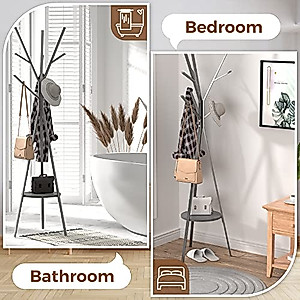 MULSH Standing Coat Rack Hat Hanger Coat Rack Hooks Coat Rack Hall Tree Entryway Standing Hat Jacket Coat Hanger Rack in Grey,17.72" W x 17.72" D x 73.46" H