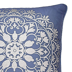 Beautyrest Indochine Silver Foil Decorative Pillow, 18" x 18", Blue