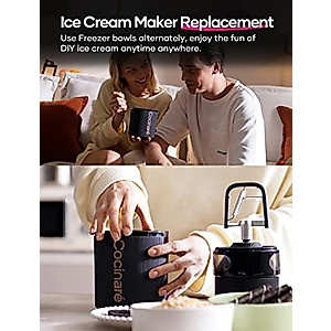 Cocinare KRUSH Ice Cream Maker Freezer Bowl, Stay Cold and Fresh for up to ONE hour, 304 Stainless Steel and BPA Free, Blue