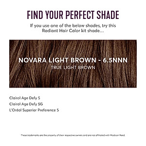 Madison Reed Radiant Hair Color Kit, Light Brown for 100% Gray Coverage of Resistant Gray Hair, Ammonia-Free, 6.5NNN Novara Light Brown, Permanent Hair Dye, Pack of 1