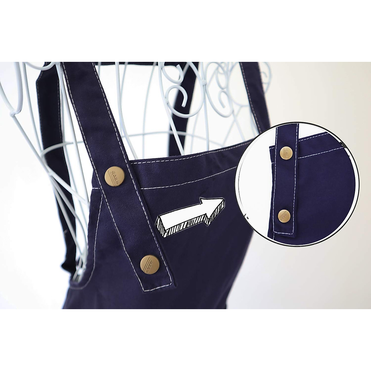 Adjustable Canvas Bib Apron With 3 Pockets Cooking Kitchen Artist Apron For Women Men (Blue)