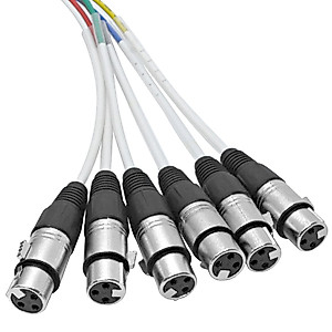 Seismic Audio - SARLX-6x10-6 Channel XLR Colored Mutil-Patch Snake Cable 10 Feet - Shielded Audio Frequency Control Cable Snake 10'