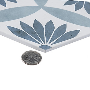 Merola Tile Coco Hex Camellia Blue 7" x 8" Porcelain Floor and Wall Tile