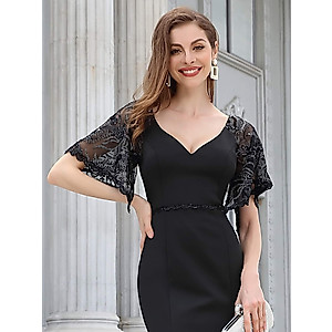 Ever-Pretty Evening Dress for Women Formal Long Bridesmaid Dress for Wedding Guest Black US16