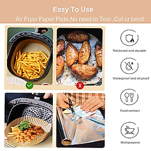 Air Fryer Disposable Paper Liner, 100PCS Non-sticky Air Fryer Paper, 6.3" Baking Paper liner, Oil-proof, Water-proof Natural Parchment Paper liner for Air Fryer Basket, Microwave Oven, Frying Pan