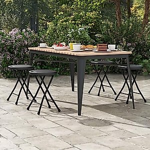Giantex Set of 2 Folding Stool, Round Foldable Bar Stools, 2 Pack Portable Folding Chairs with Handle, Collapsible Stools 18 Inch 330lbs Capacity for Camping RV Party (Black)
