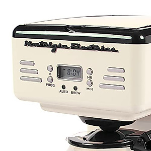Nostalgia Retro 12-Cup Programmable Coffee Maker With LED Display, Automatic Shut-Off & Keep Warm, Pause-And-Serve Function, Cream
