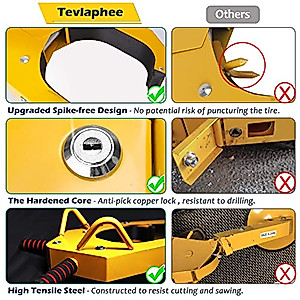Tevlaphee Wheel Lock - Car Boot Anti-Theft Trailers Wheel Clamp Lock Parking Boot for Cars, Trucks, SUVs, Campers