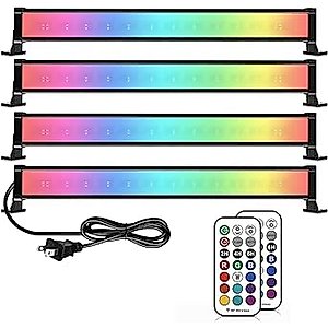 MEIKEE 4 Pack 25W RGBW LED Wall Washer Light, Color Changing LED Strip Light with RF Remote, IP66 Waterproof RGB LED Light Bar for Outdoor Indoor Lighting Projects Wedding Church Party Stage
