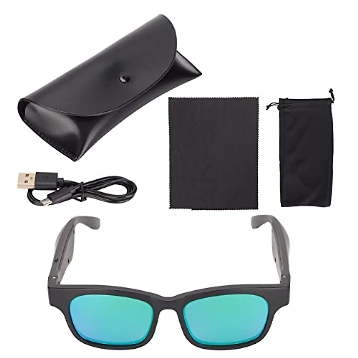 Gaeirt Bluetooth Sunglasses, Smart Bluetooth Sunglasses High Resolution Portable for Commuting(Green)