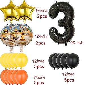 Construction 3rd Birthday Party Supplies for Boys, Cars and Trucks Balloons Construction Trucks Party Decorations for three Birthday Party Construction Tractor Themed Birthday Party Favor