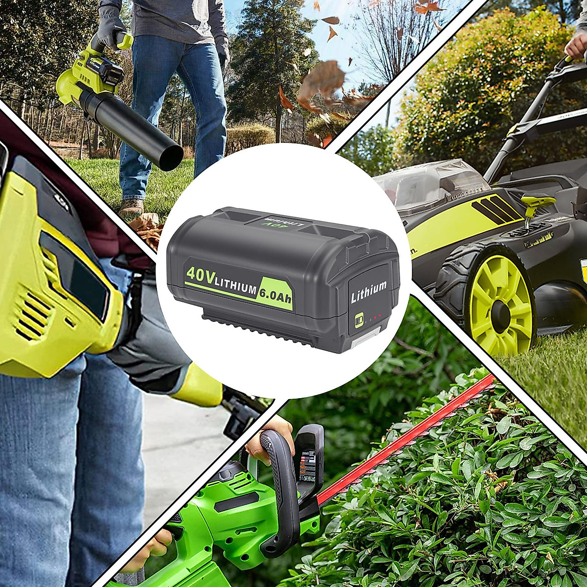 REACELL OP4060A 40V Battery Replacement for Ryobi 40V Battery 6Ah OP4040A OP4026 OP4030A OP4050A OP4060A1, 2 Packs 40V Battery Compatible for RYOBI 40V Tools