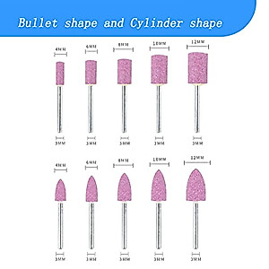 Luo ke 20 Pcs Rotary Grinding Stone Bits, Abrasive Stone Mounted Sharpening Tools with 1/8" Mandrel Fits Dremel Rotary Tool(Head Diameter : 4mm / 6mm / 8mm / 10mm / 12 mm)