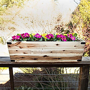 Thirteen Chefs Villa Acacia Wooden Planter Box - 31 Inch Rectangular Wood Planter for Garden, Patio, Window, Home Decor - Acacia Wood Plant Stand for Indoor or Outdoor Gardening