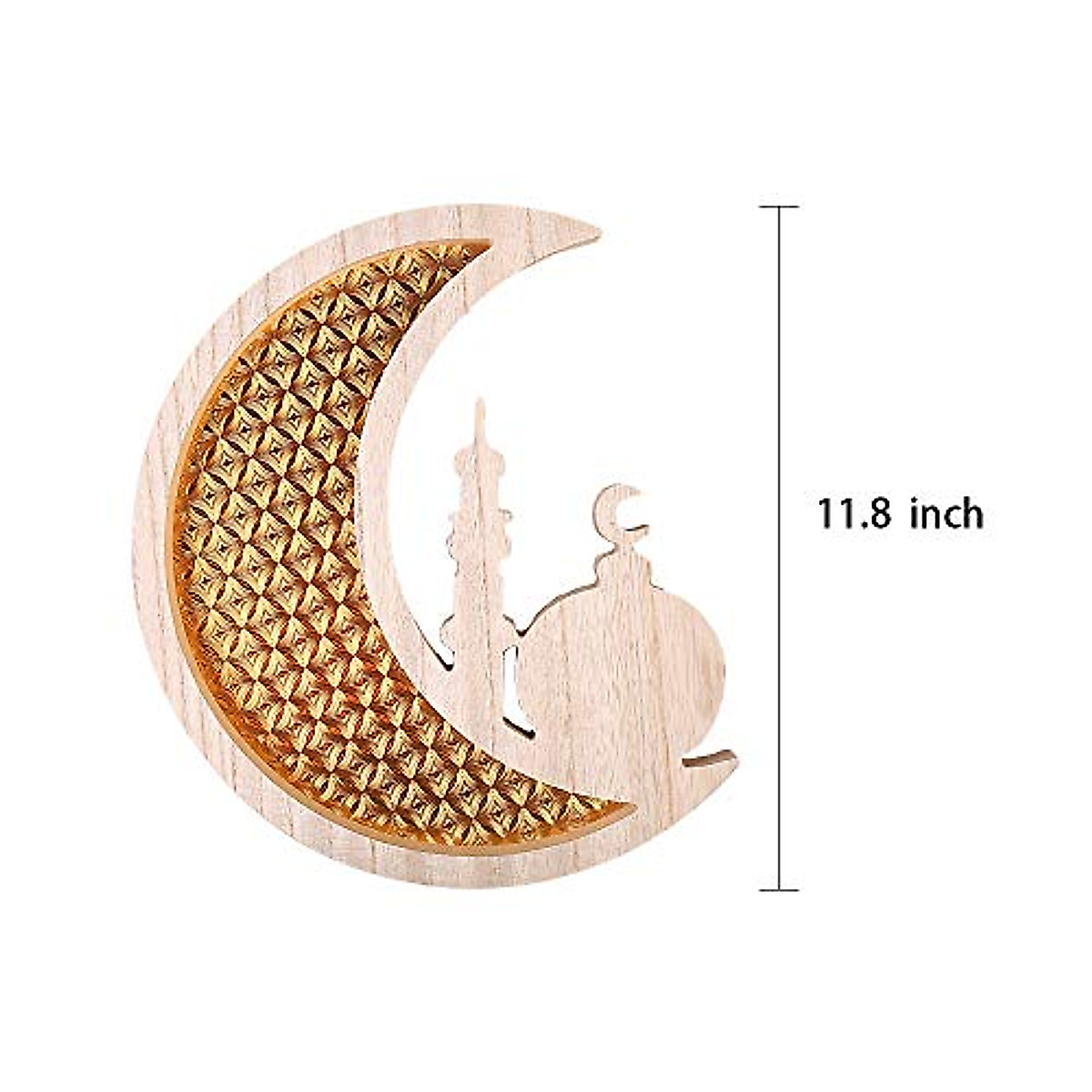 PTYQU Wooden Star Moon Shaped Ramadan Tray, Marble Pattern Tableware Tray Eid Mubarak Party Serving Wood Display Decoration Home Ornament (Gold)
