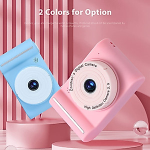 Camnoon 1080P Mini Kids Digital Camera Digital for Kids Dual Lens 2.0 Inch IPS Screen Built-in Battery Cute Photo Frames Interesting Games with Neck Strap Birthday for Boys Girls