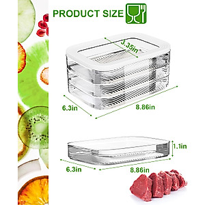 Deli Meat Container for Fridge, Lunch Meat Container for Refrigerator, Stackable Cold Cuts Storage Containers for Fridge, Ham Cheese Bacon Container with Lid for Cold Cuts, Deli, Lunch Meat, 3 Pieces