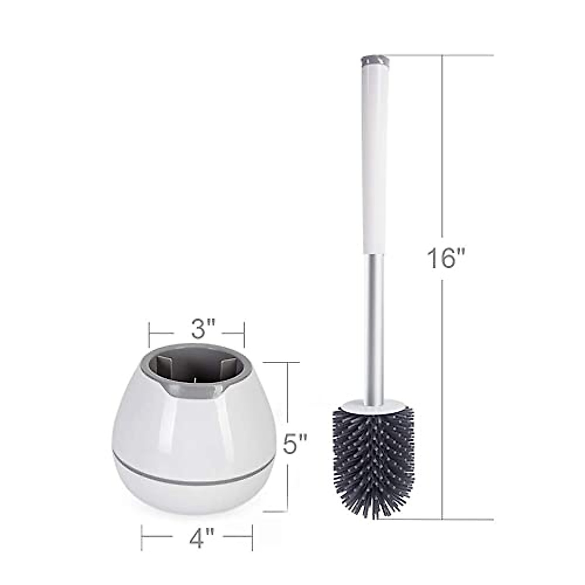 BOOMJOY Toilet Brush 2 Packs, Toilet Bowl Brush with Holder, Silicone Toilet Brush Set, Bathroom Cleaning Kit with Tweezers - White