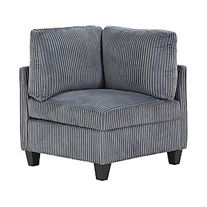 Lexicon Modular Sectional Sofa for Living Room, Corduroy Corner Seat with Storage, Units of Modular Sectional Couch, Upholstered Chair for Customizable Sectional Sofa Couch, Grey