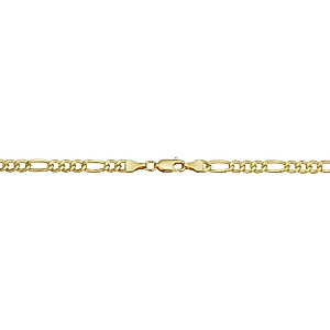 Kooljewelry 14k Yellow Gold Filled Solid Figaro Link Chain Necklace (4.35 mm, 20 inch)
