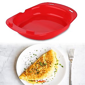 Silicone Omelette Maker,Microwavable Omelet Maker,Nonstick Egg Roll Baking Pan,Quick& Easy Breakfast/Lunch/Dinner Baking Tool,Dishwash Safe