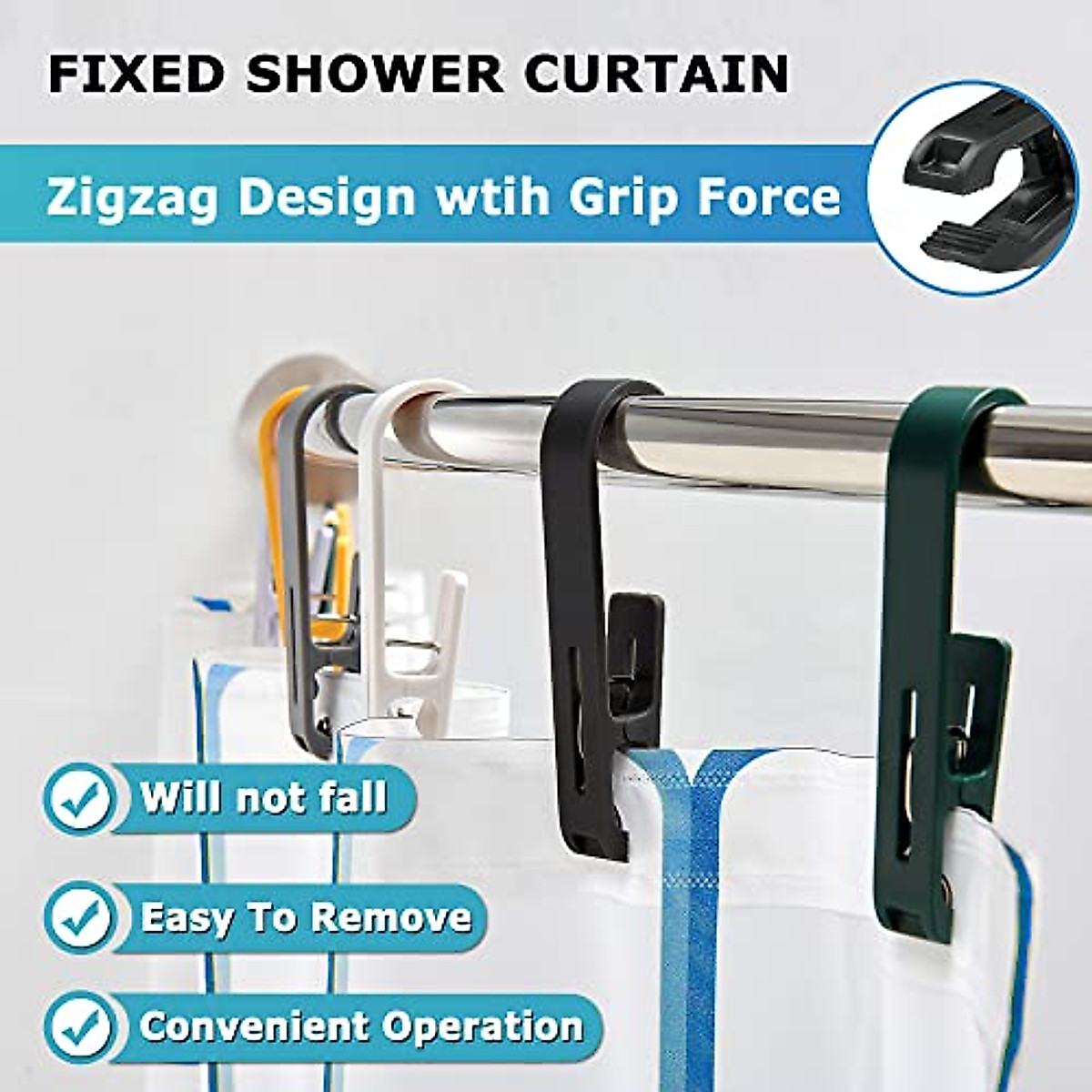 XoYoZo Laundry Hooks with Clips Hanger Closet Organizer Clamps Socks Boot Bras Towels for Bathroom Wardrobe Kitchen Office 4Pcs (Black)