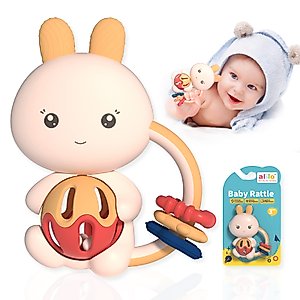 alilo Bunny Baby Rattle 0-3-6 Months, Baby Rattles 6 to 12 Months, Baby Toys 0-6-12 Months Newborn Toys Infant Baby Boy Girl Gift…