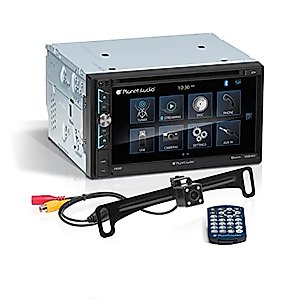 Planet Audio P9695BRC Car DVD Player - A-Link (Screen Mirroring), Bluetooth Audio and Hands-Free Calling, 6.95 Inch LCD Touchscreen, Double Din, DVD, CD, USB, SD, Aux AV in, Backup Camera Included