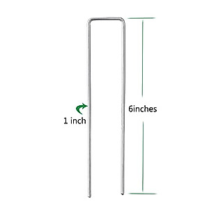 6 Inches Heavy Duty Galvanized Steel Garden Stakes Staples Securing Pegs for Securing Weed Fabric Landscape Fabric Netting Ground Sheets and Fleece, Christmas Decoration Accessories (20, Silver)