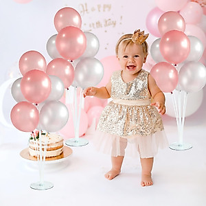 4 Set Balloon Stand Kit, Balloon Sticks Holder with Base for Table Balloon Stands for Table Floor Decorations, Graduation Birthday Baby Shower Gender Reveal Anniversary Wedding Party Decorations