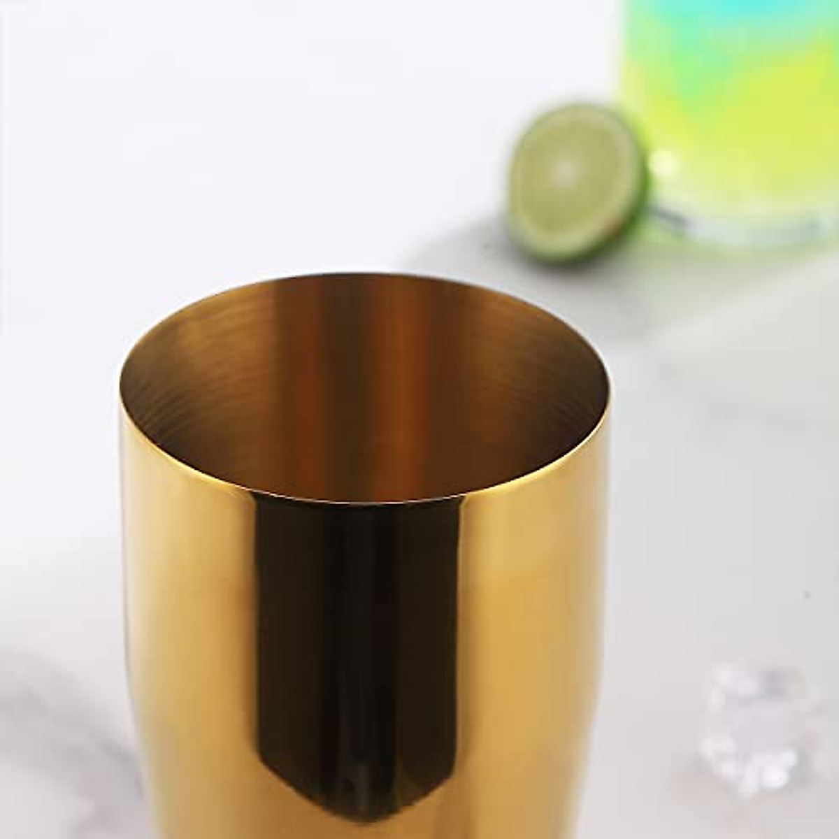 Kyraton Gold Cocktail Shaker, Professional Grade Martini Shaker, Titanium Golden Plating Premium Stainless Steel Cocktail Shaker, Bar Accessories for Home Bars 24 oz Total Capacity