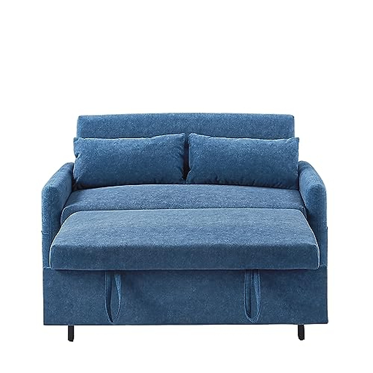Verfur 3 in 1 Pull Out Sleeper Sofa Bed,Convertible Futon Couch with Adjustable Backrests, Modern Microfiber Loveseat with 6 Pockets and Pillows, Small Love Seat for Living, Guest Room,Office, Blue