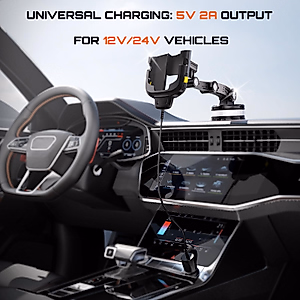 Car Mount Charger for Zebra Symbol TC77 TC70 TC72 TC75 TC70X TC75X TC700H TC700K TC77HL TC720L Handheld Barcode Scanner - Sturdy Vehicle Holder with 5V 2A Cigarette Lighter Charging Cable